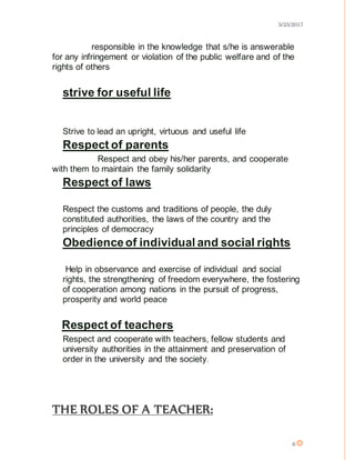 Significance of knowledge. Rights and duties of teacher and students | DOCX