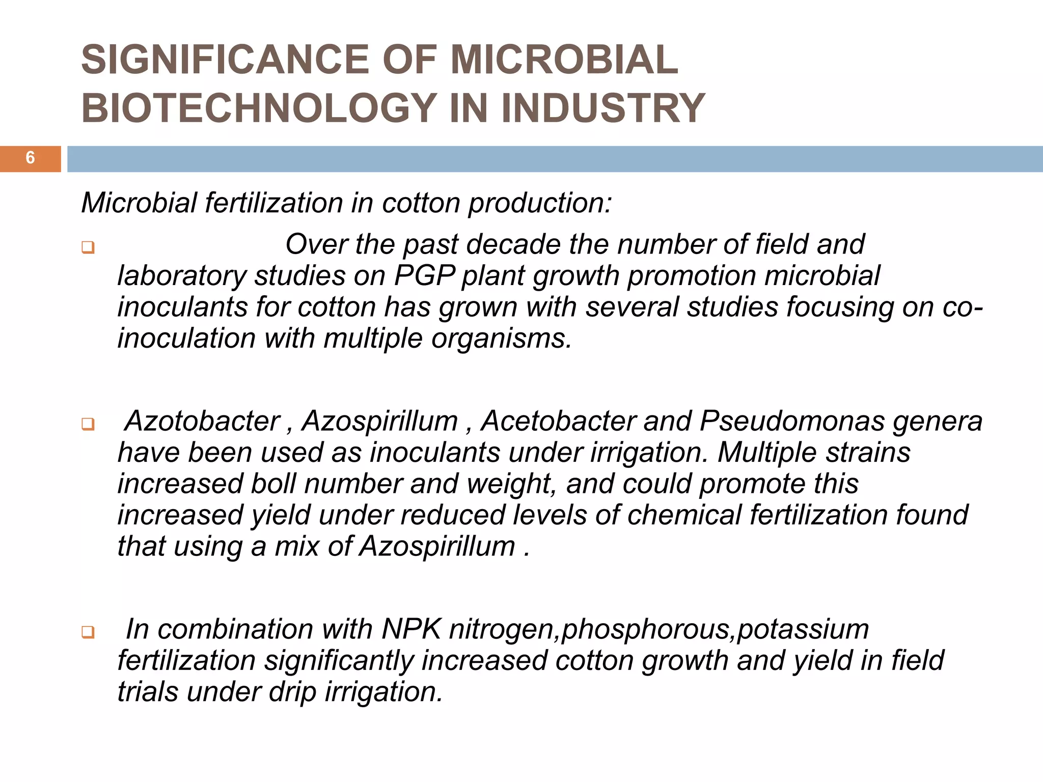 Significance of Microbial Biotechnology in Economic Development of ...