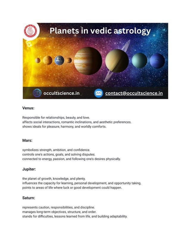 Significance of Planets in Vedic Astrology Course | PDF