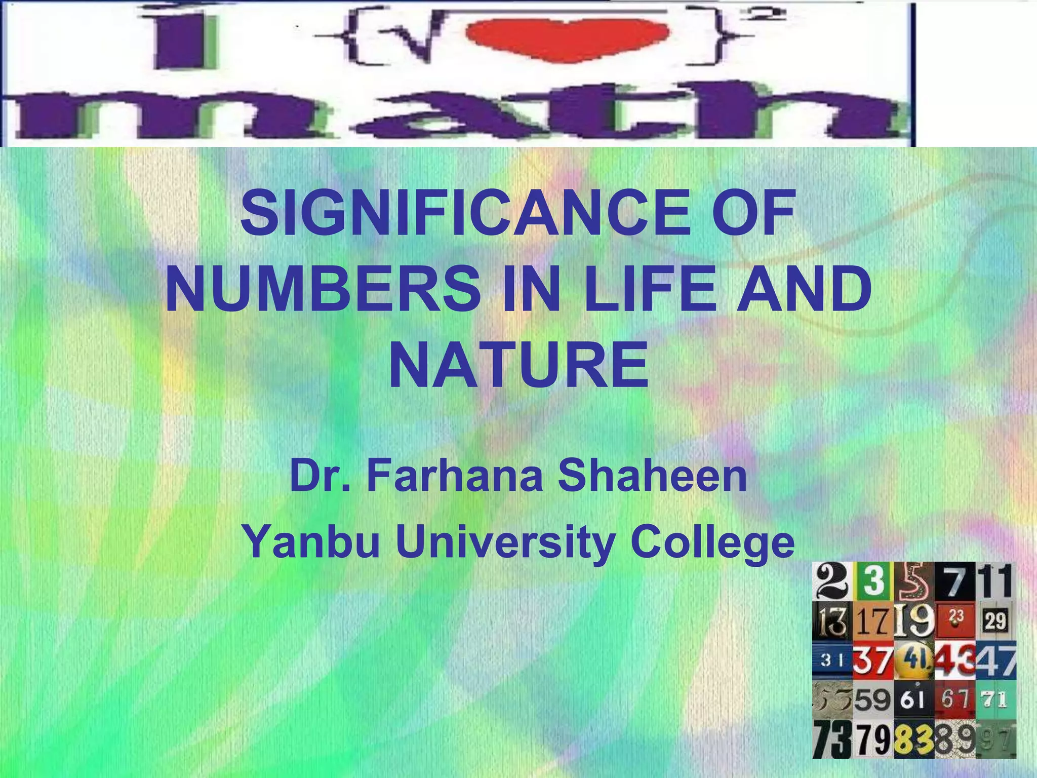 Significance of Numbers in life Dr. Farhana Shaheen | PPTX