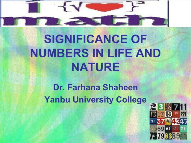 Significance of Numbers in life Dr. Farhana Shaheen | PPTX
