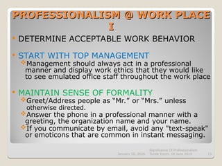 SIGNIFICANCE OF PROFESSIONALISM by S. B. Ezichi, FNCS, DFPEFON.ppt