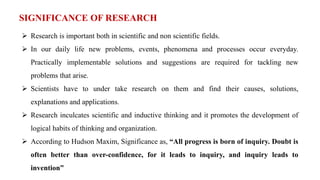 Research Design- Significance of research | PPTX | Science