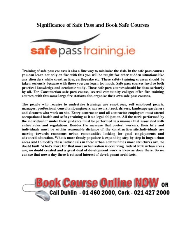 Significance Of Safe Pass And Book Safe Courses