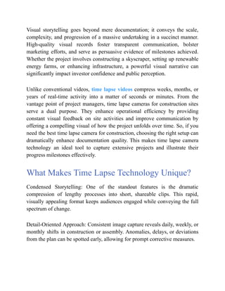 Significance of Time Lapse Camera Technology in Capturing Extended ...