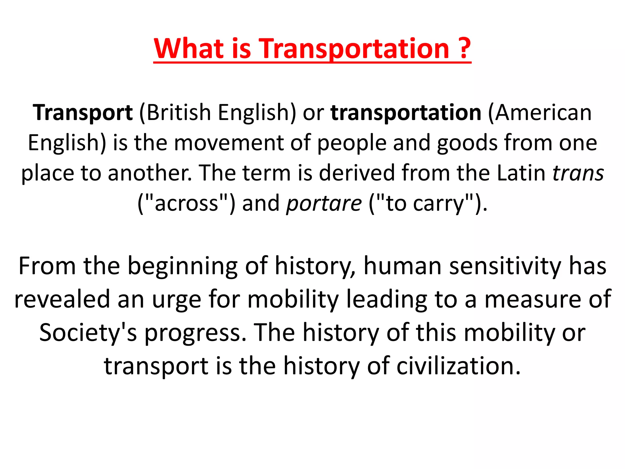 Significance of transportation | PPTX
