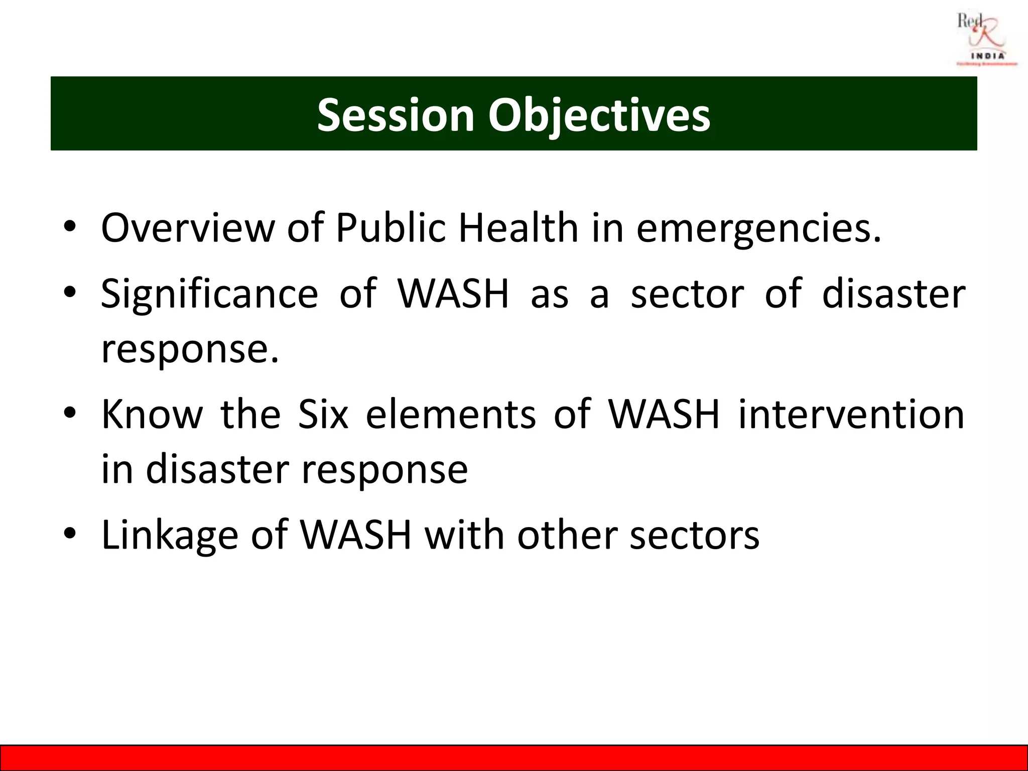 Significance wash as a sector of humanitarian response 1 | PPTX