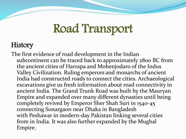 Significant, Growth & Development of Road Transport | PPT
