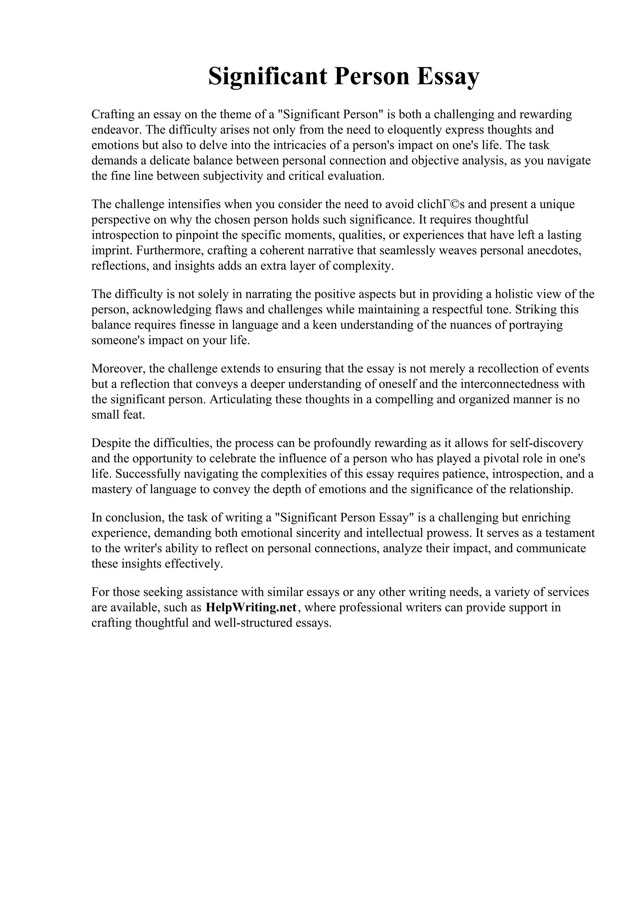 Significant Person Essay | PDF