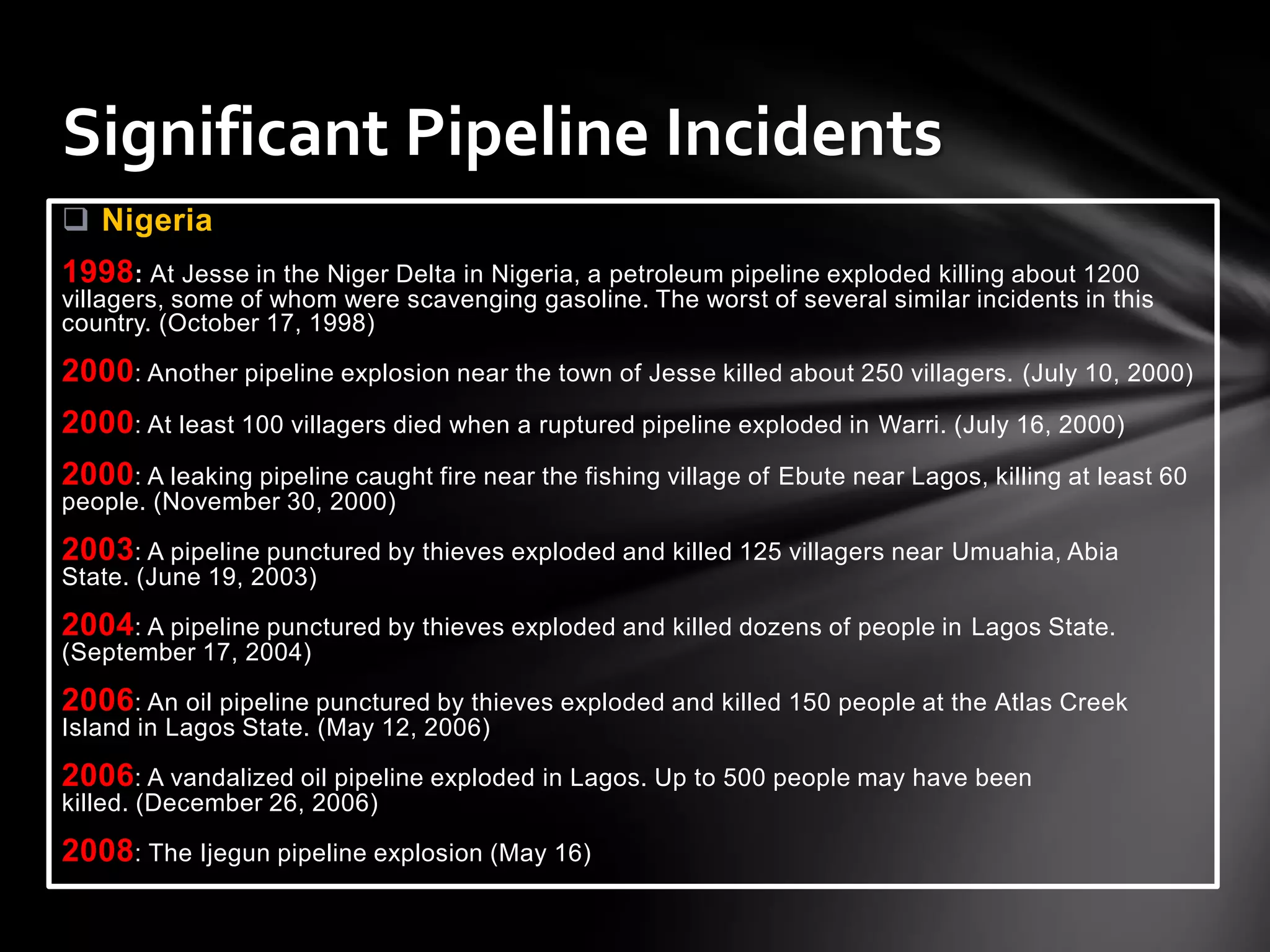 Significant Gas Pipeline Incidents | PPTX