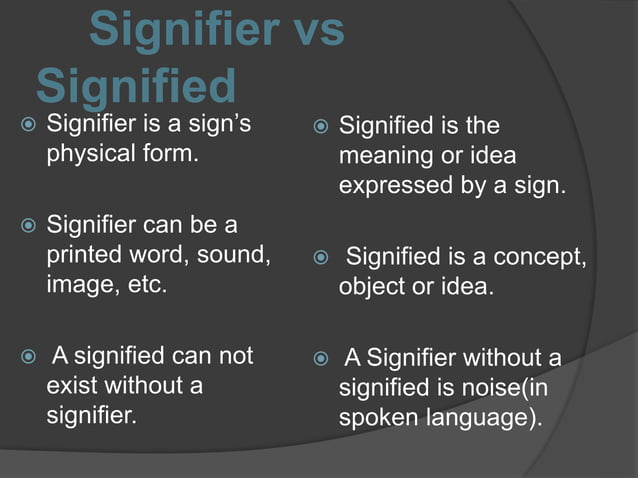 Signified and signifier | PPTX