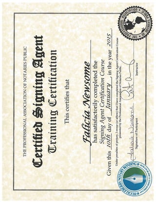Signing agent certificate | PDF