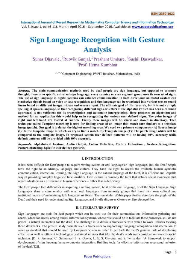 Sign Language Recognition with Gesture Analysis | PDF | 3-D Graphics ...