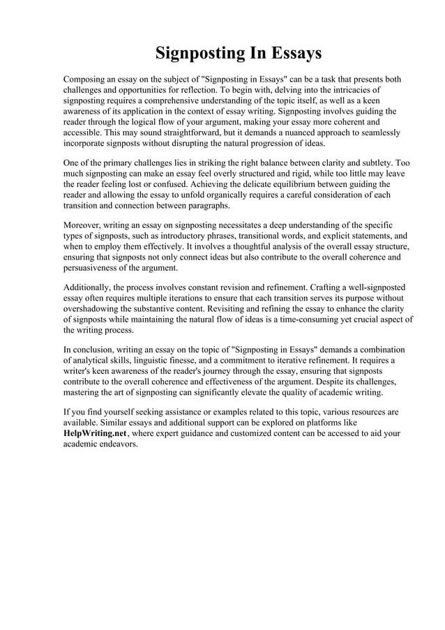 Signposting In Essays | PDF
