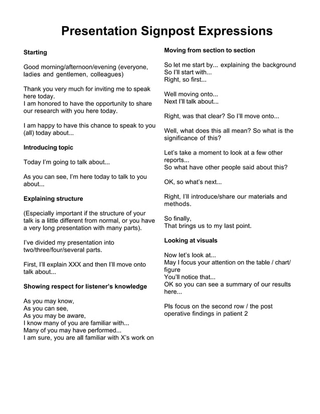 Signposting in presentations | PDF