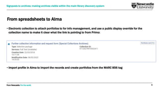 Signposts to archives : making archives visible within the main library ...