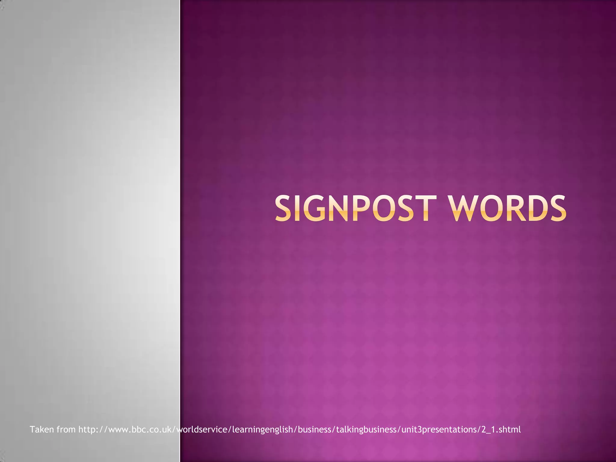 Signpost words | PPTX