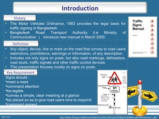 Review of Existing Guidelines For “Road Signs” in Bangladesh | PPT