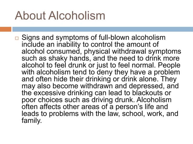 Signs and Symptoms of Alcoholism | PPT