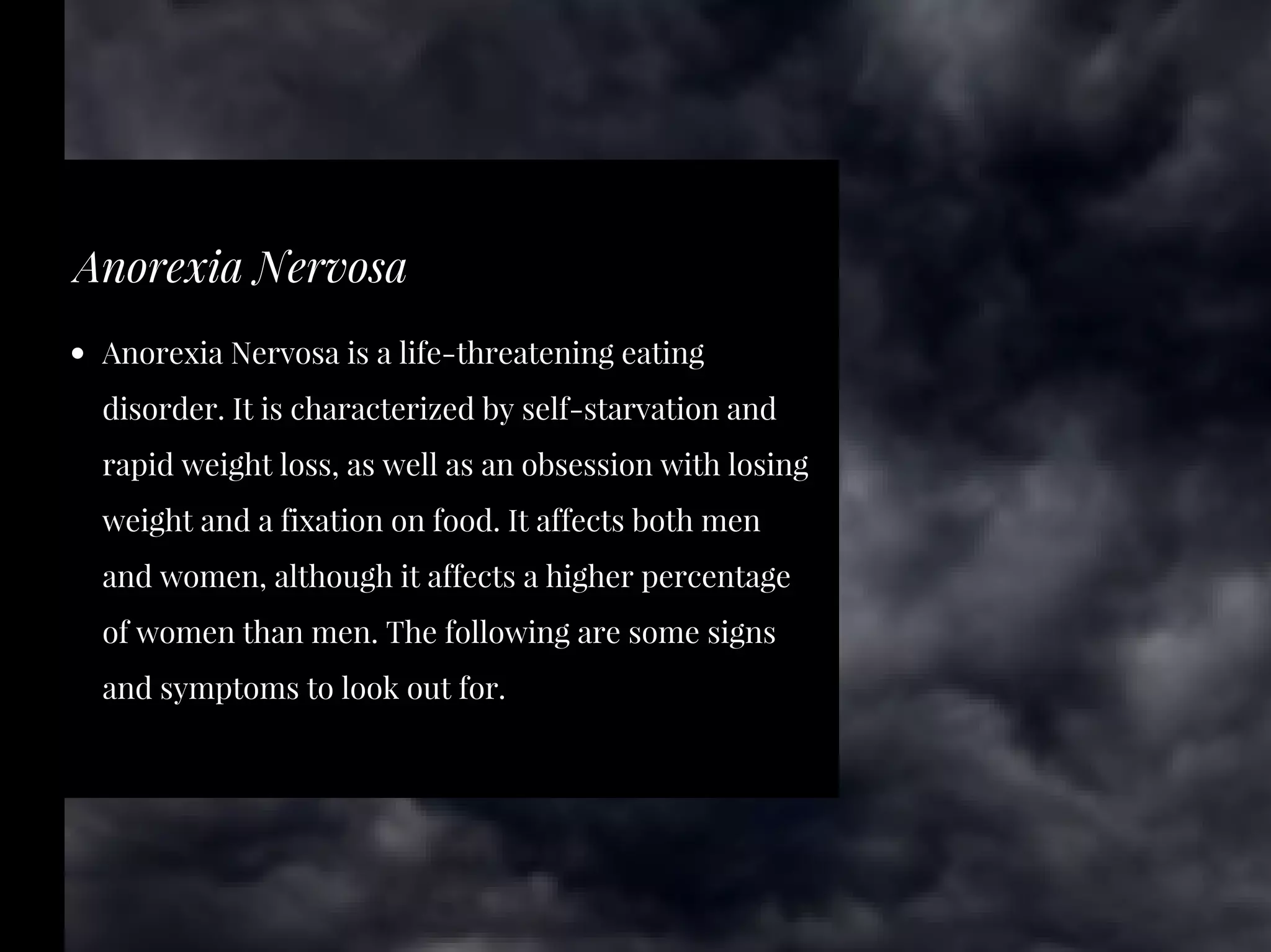 Signs and Symptoms of Anorexia Nervosa | PDF