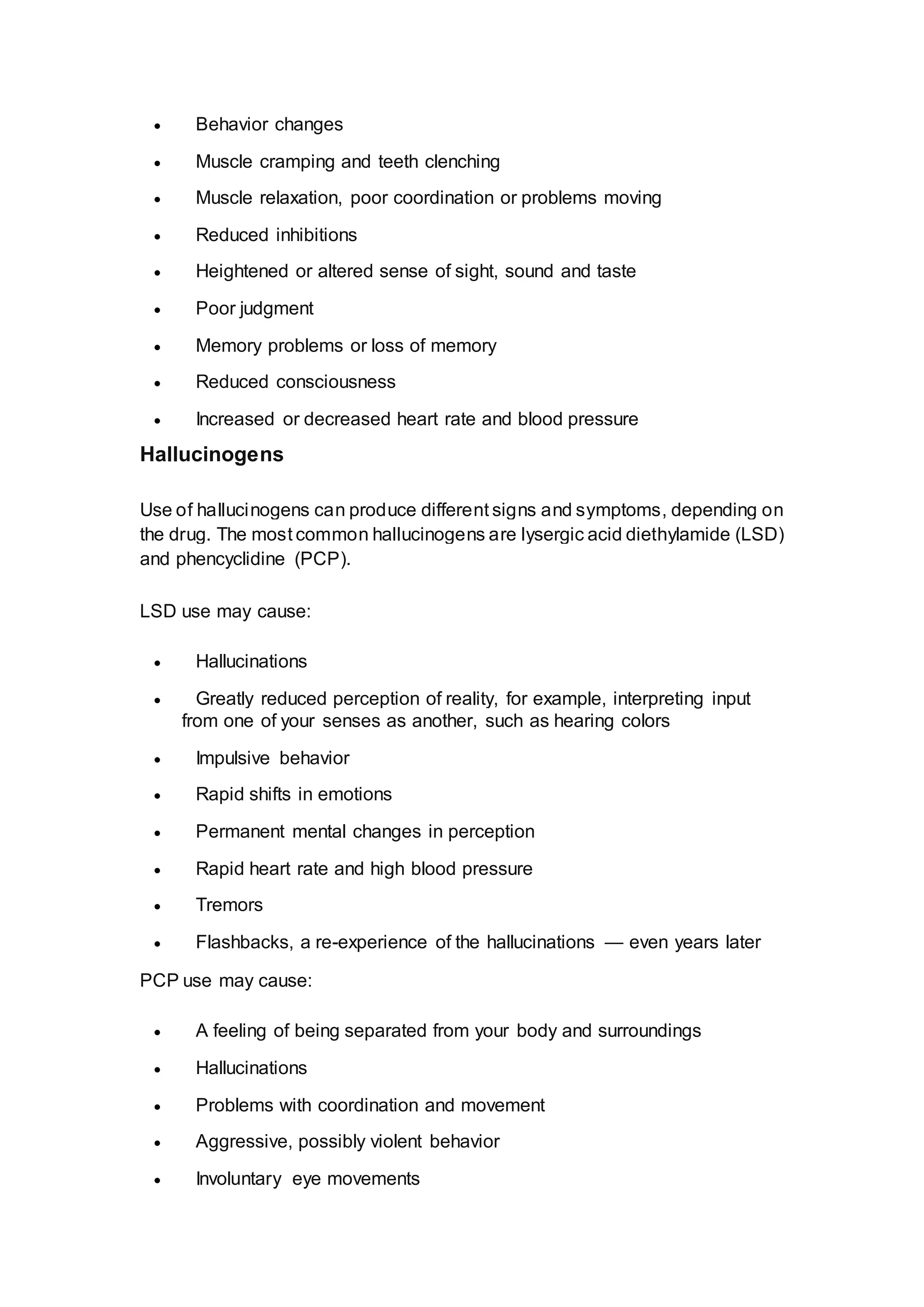 Signs and symptoms of substance abuse | DOCX