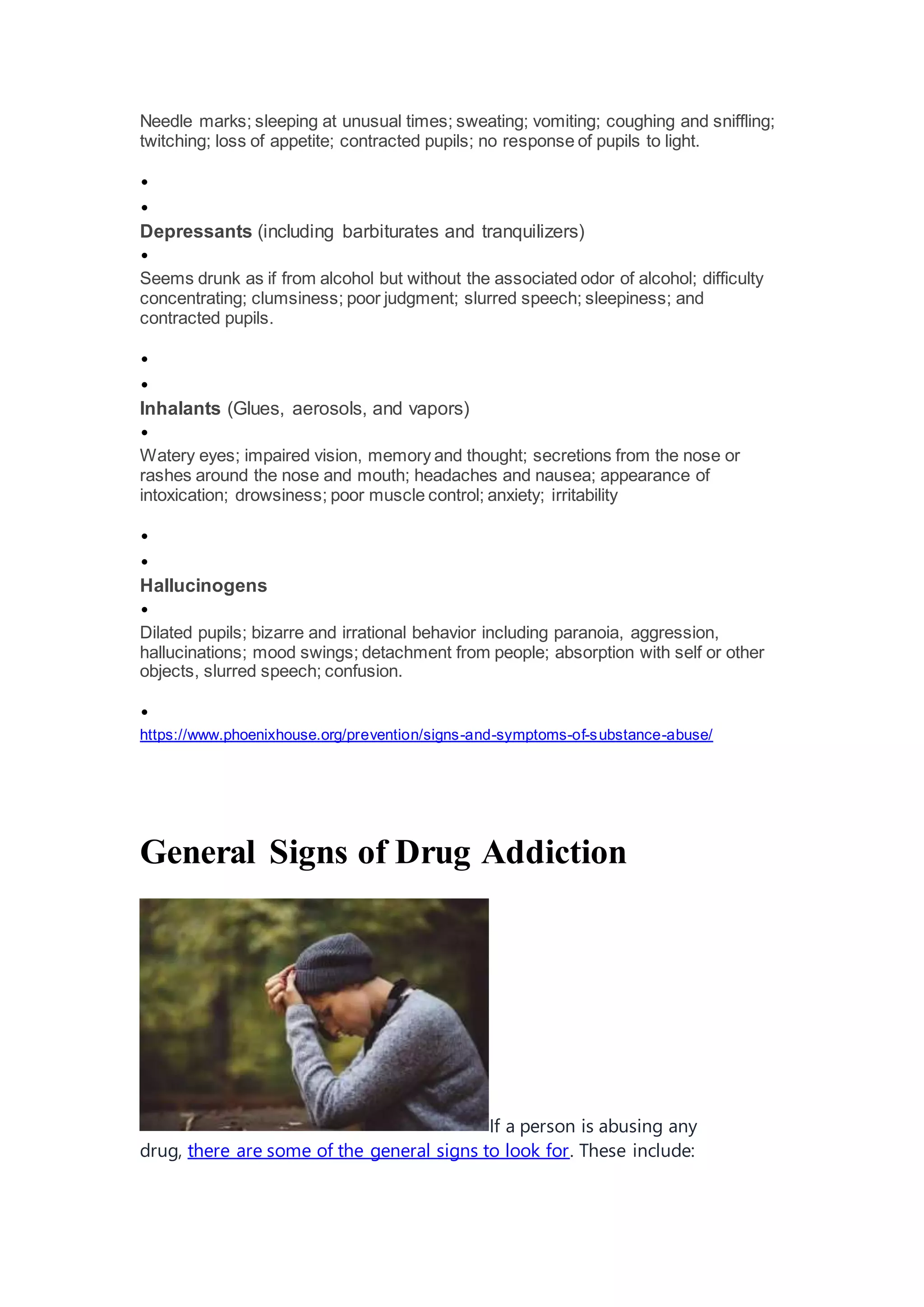 Signs and symptoms of substance abuse | DOCX