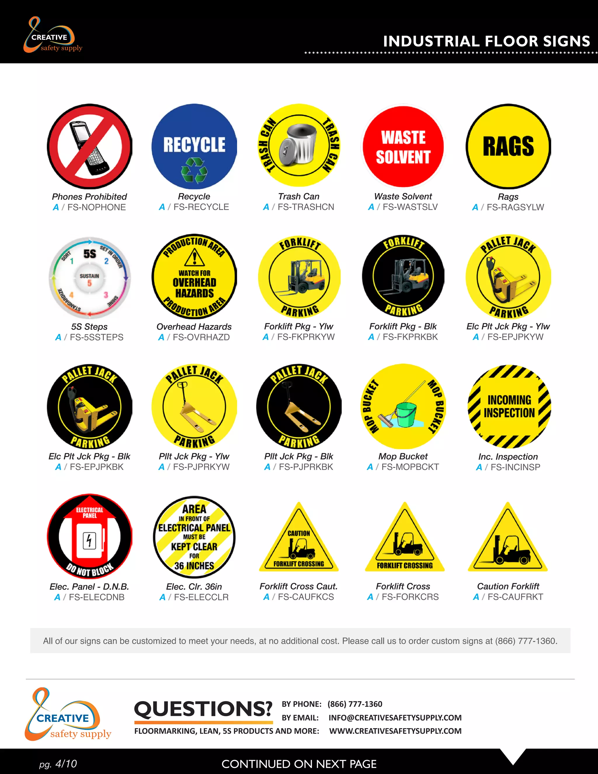Floor Signs, banners Creative Safety Supply Catalog | PDF