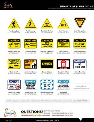 Floor Signs, banners Creative Safety Supply Catalog | PDF