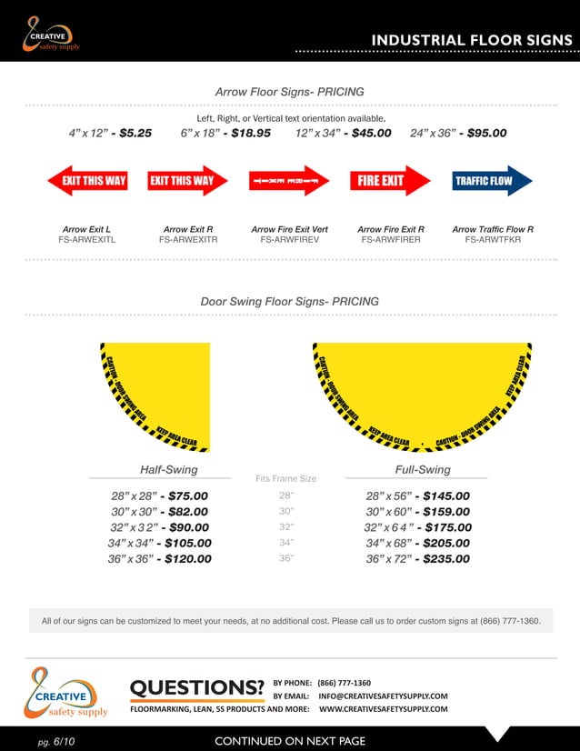 Floor Signs, banners Creative Safety Supply Catalog | PDF