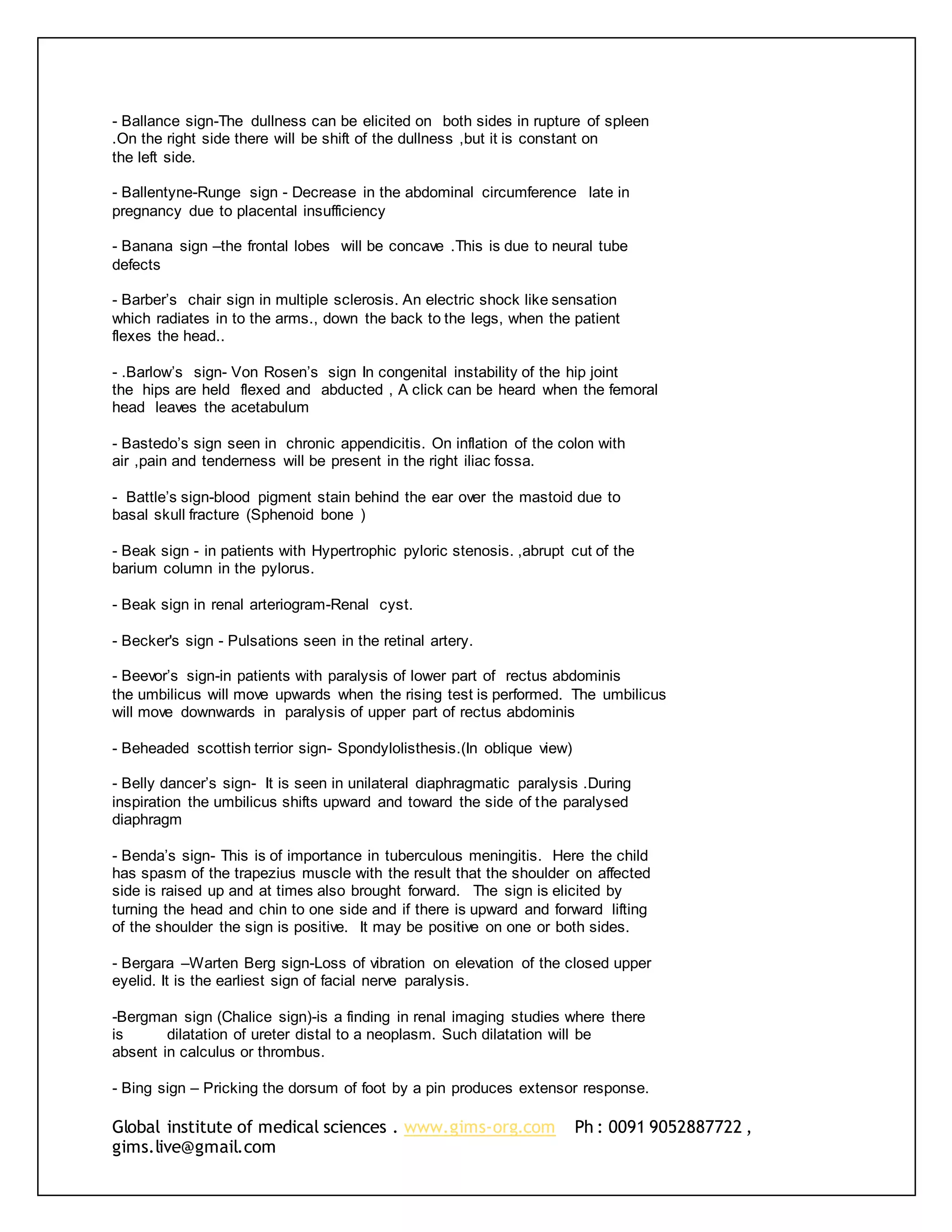 Signs in medicine | DOCX