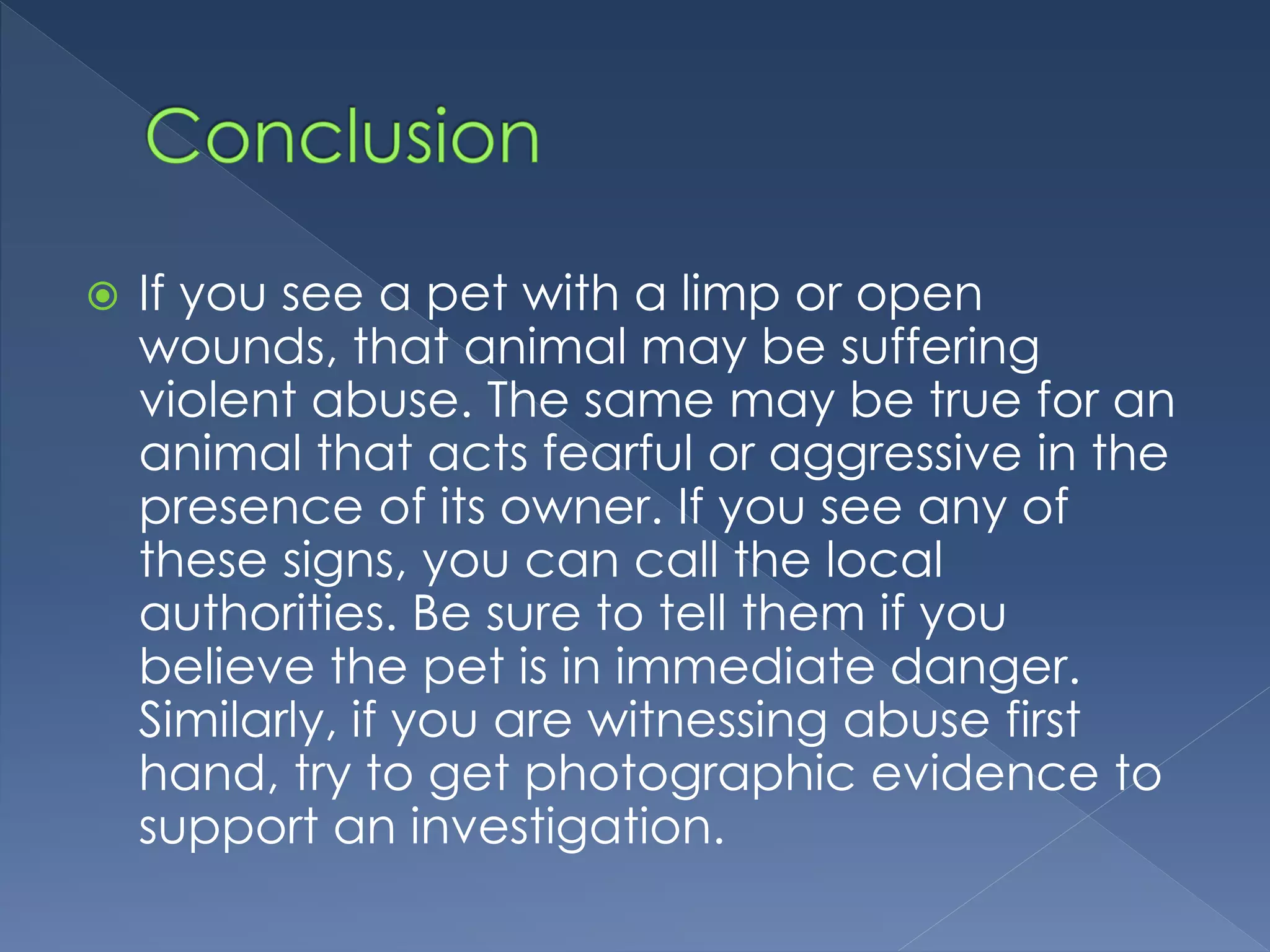 Signs of Animal Abuse and Neglect | PPTX