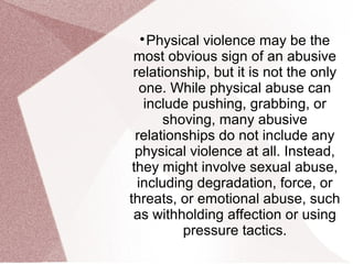 Signs of Domestic Abuse | PPT