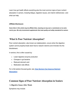 Signs of Poor Nutrient Absorption in Seniors (Symptoms to Watch For) | PDF