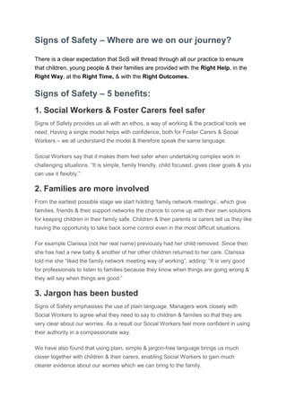 Signs of Safety SoS short introduction | PDF