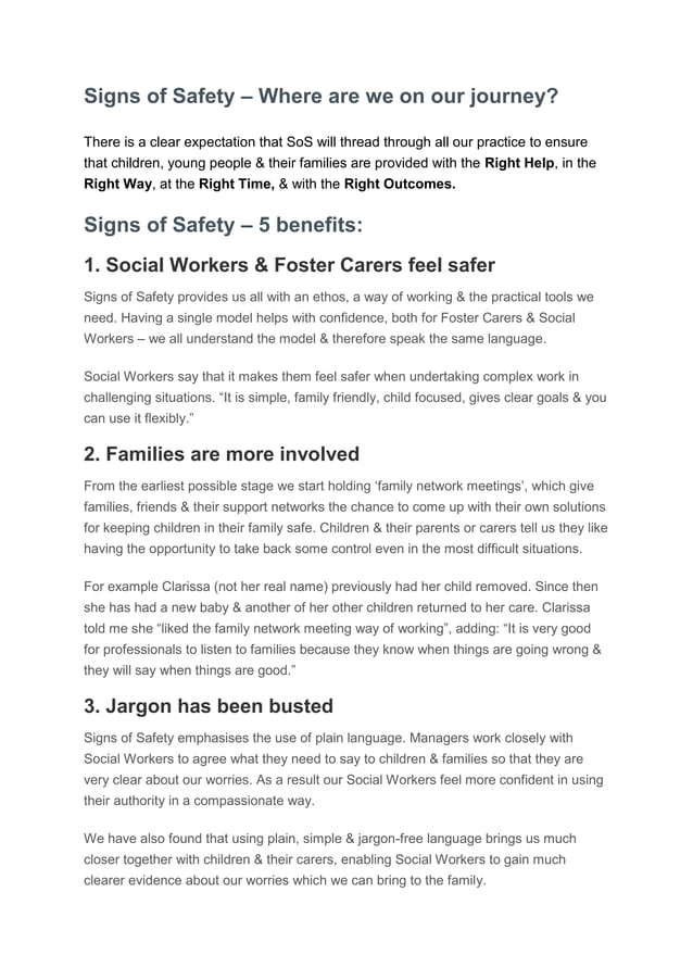 Signs of Safety SoS short introduction | PDF