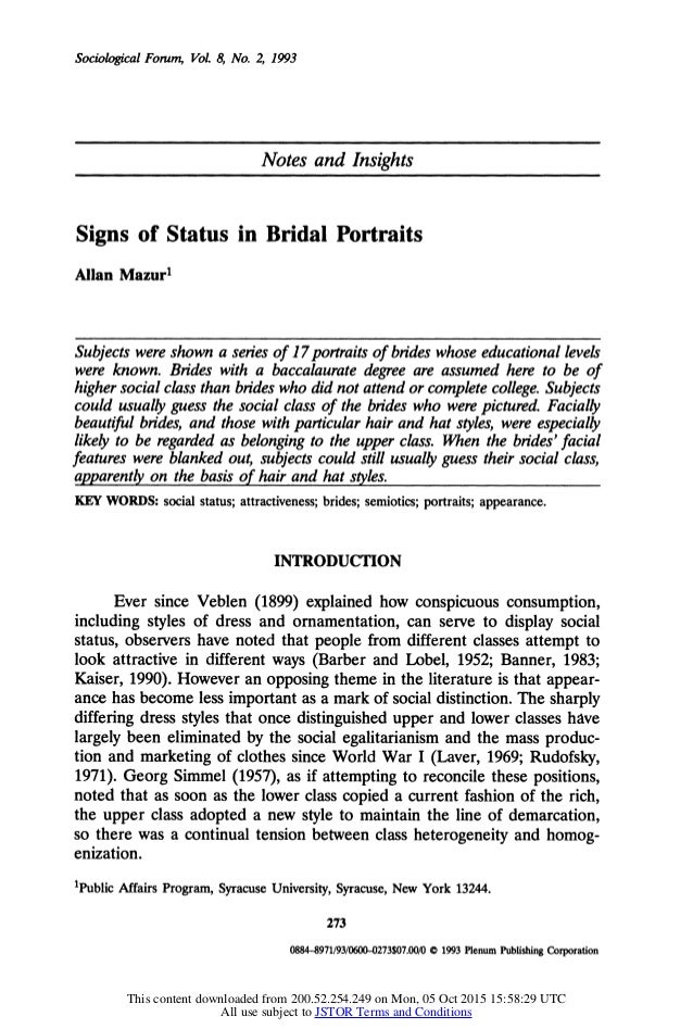 Signs of status in bridal portraits Allan Mazur