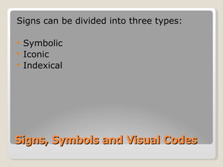 Signs, symbols and visual codes | PPT
