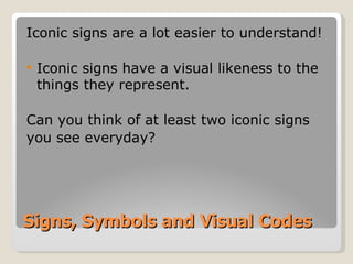 Signs, symbols and visual codes | PPT