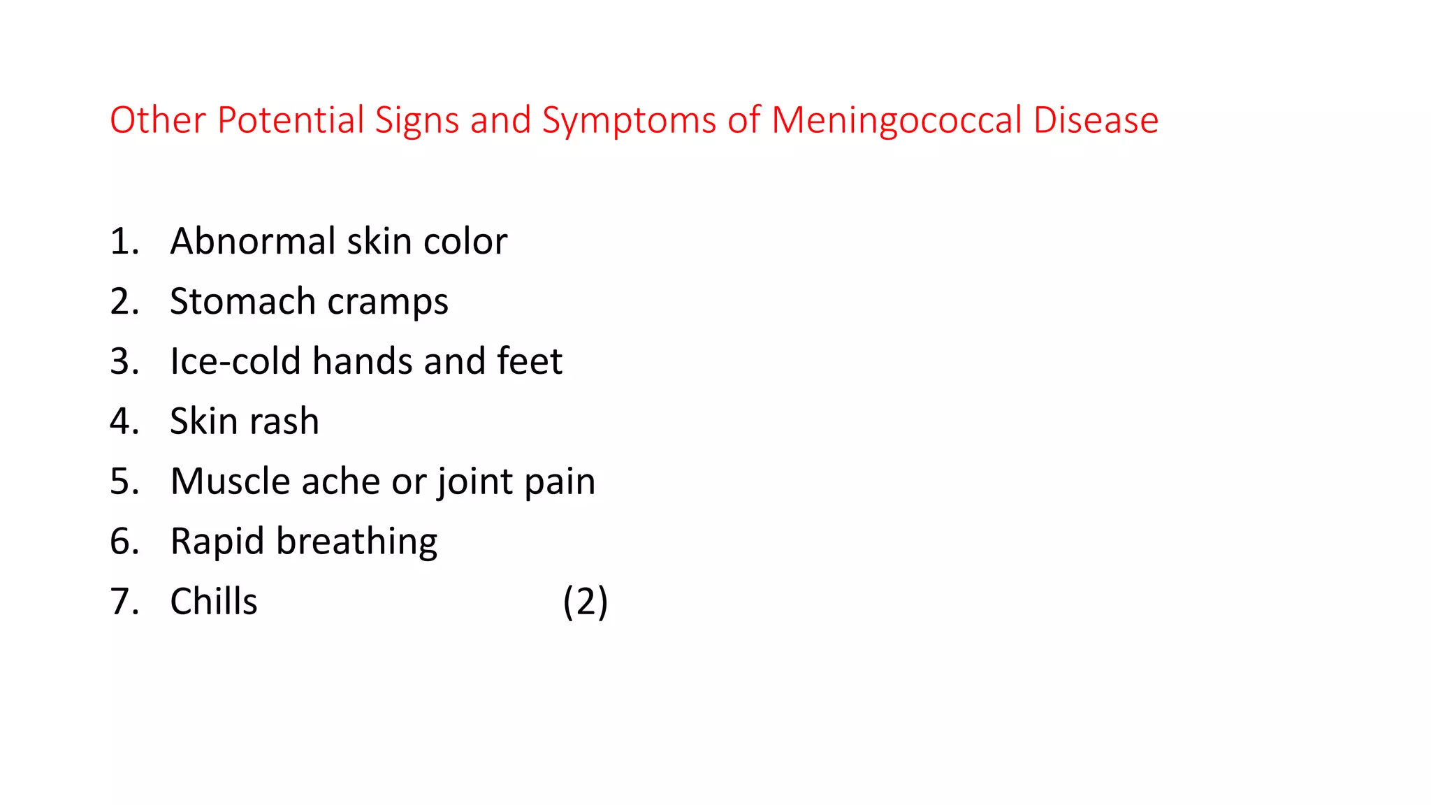Signs, symptoms & complications of meningitis | PPT