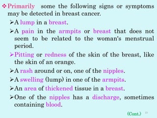 Signs & Symptoms of Breast Cancer | PPTX