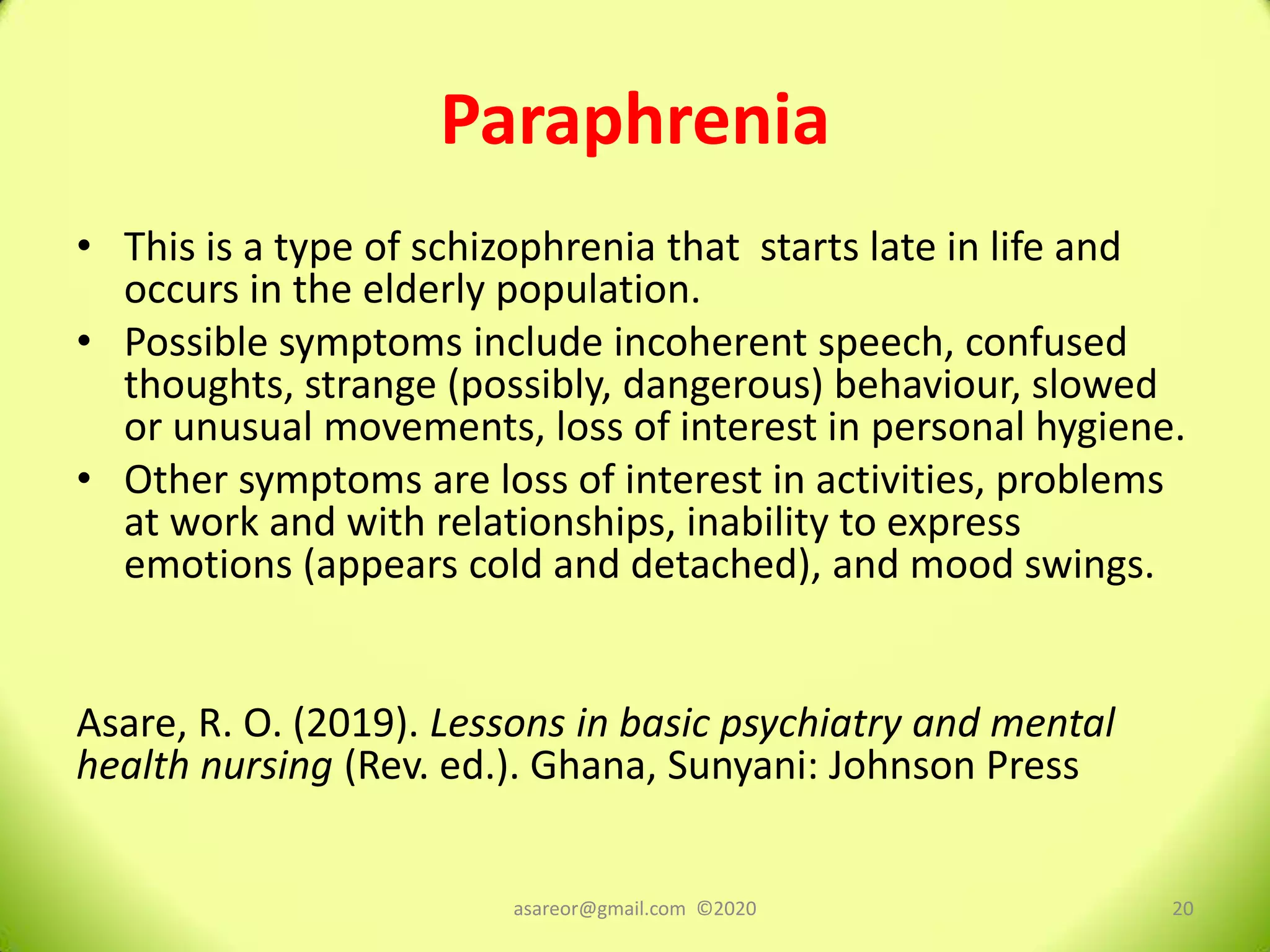 Signs & symptoms of psychiatric disorders | PDF