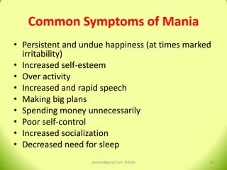 Signs & symptoms of psychiatric disorders | PDF