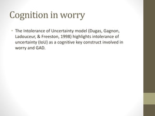 Worry, Rumination and Repetitive Thinking: Special Interest Group | PPTX