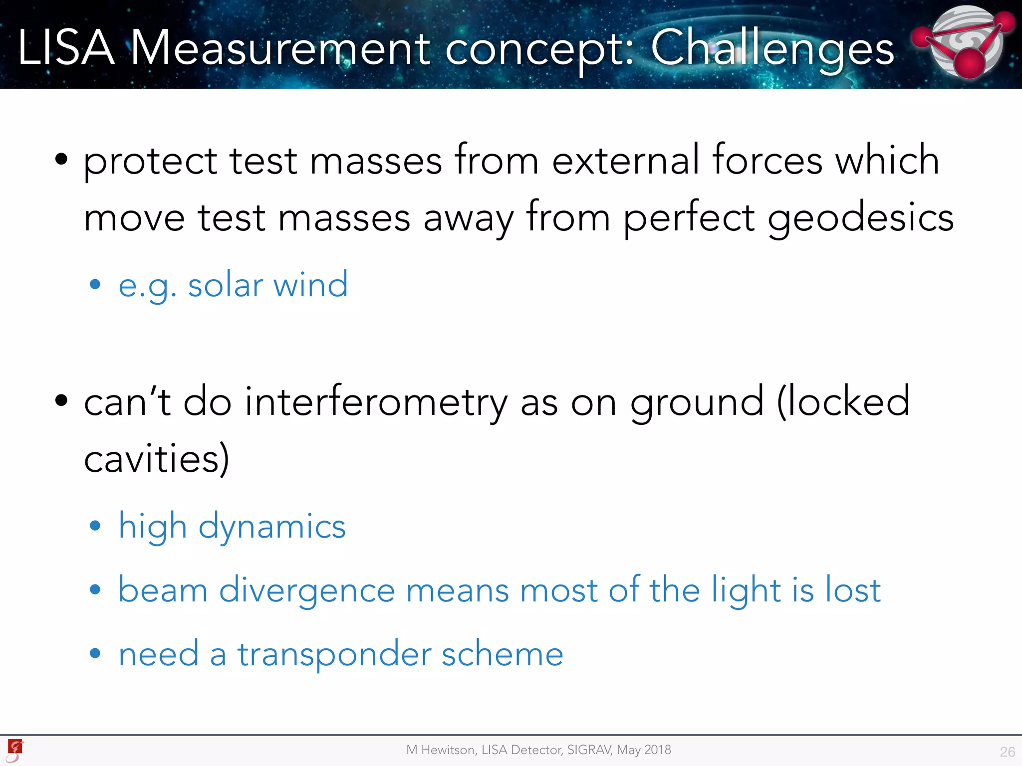 Space based Gravitational Wave Observations I – M Hewitson from Lake Como School of Advanced ...