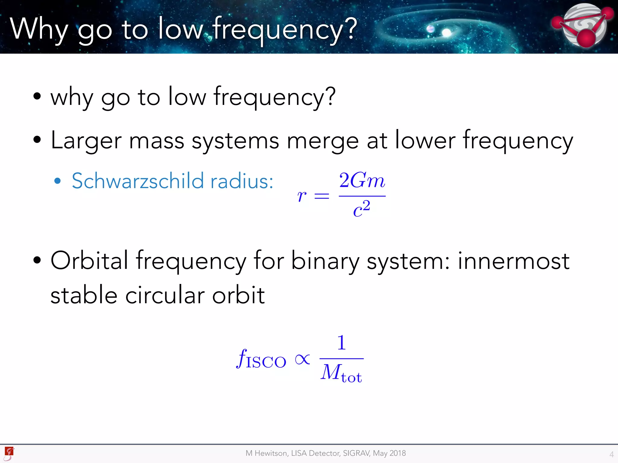 Space based Gravitational Wave Observations I – M Hewitson from Lake Como School of Advanced ...