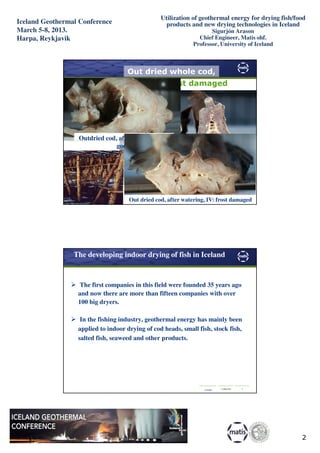 Utilization of geothermal energy for drying fish/food products and new ...