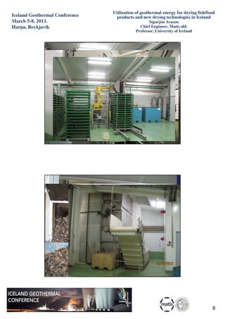 Utilization of geothermal energy for drying fish/food products and new ...