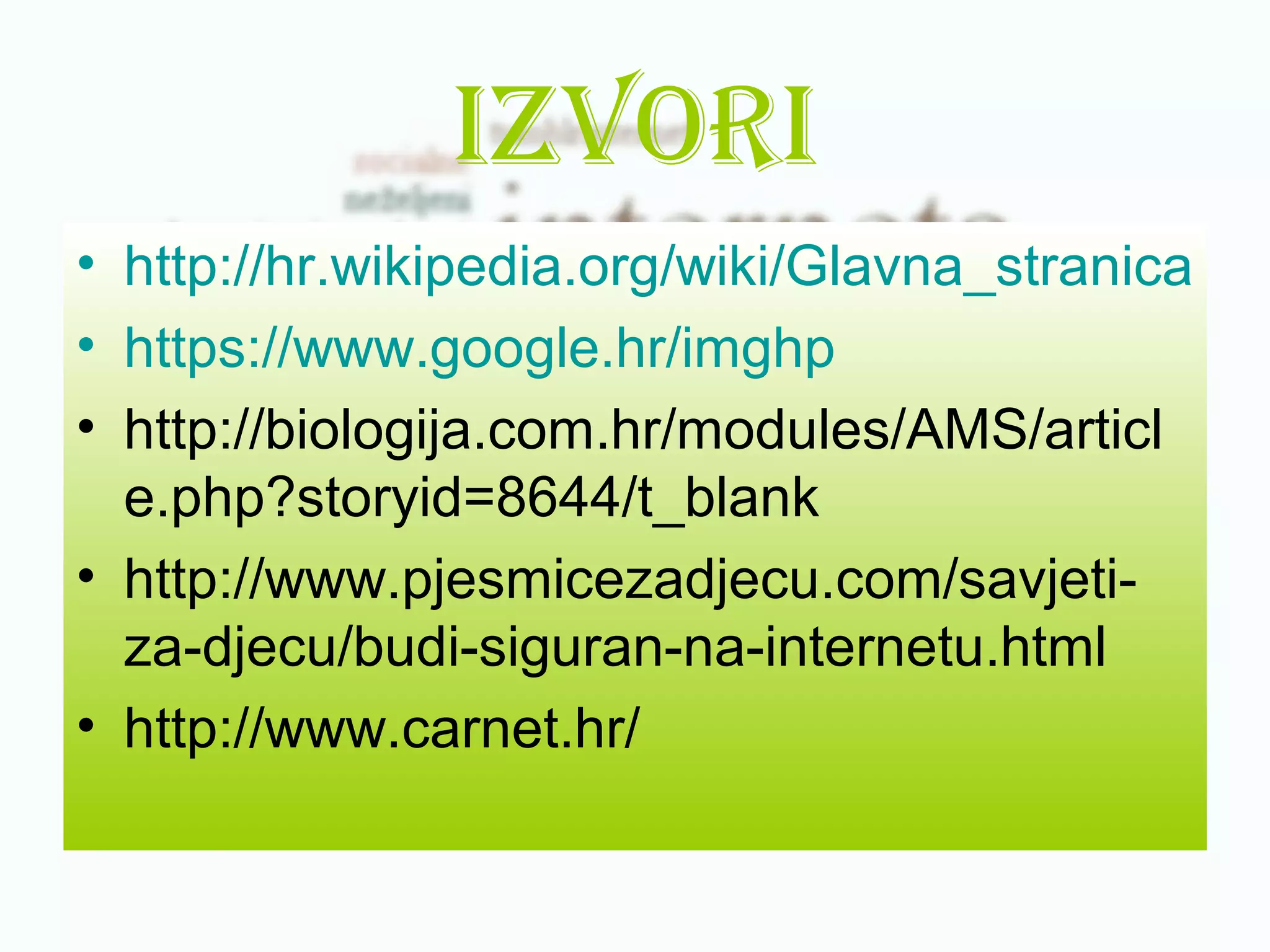 Sigurniji internet za djecu i mlade | PPT