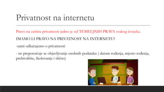 Sigurnost i privatnost na internetu | PPTX
