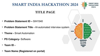 SIH2024 ppt presentation for smart india hackathon | PPTX